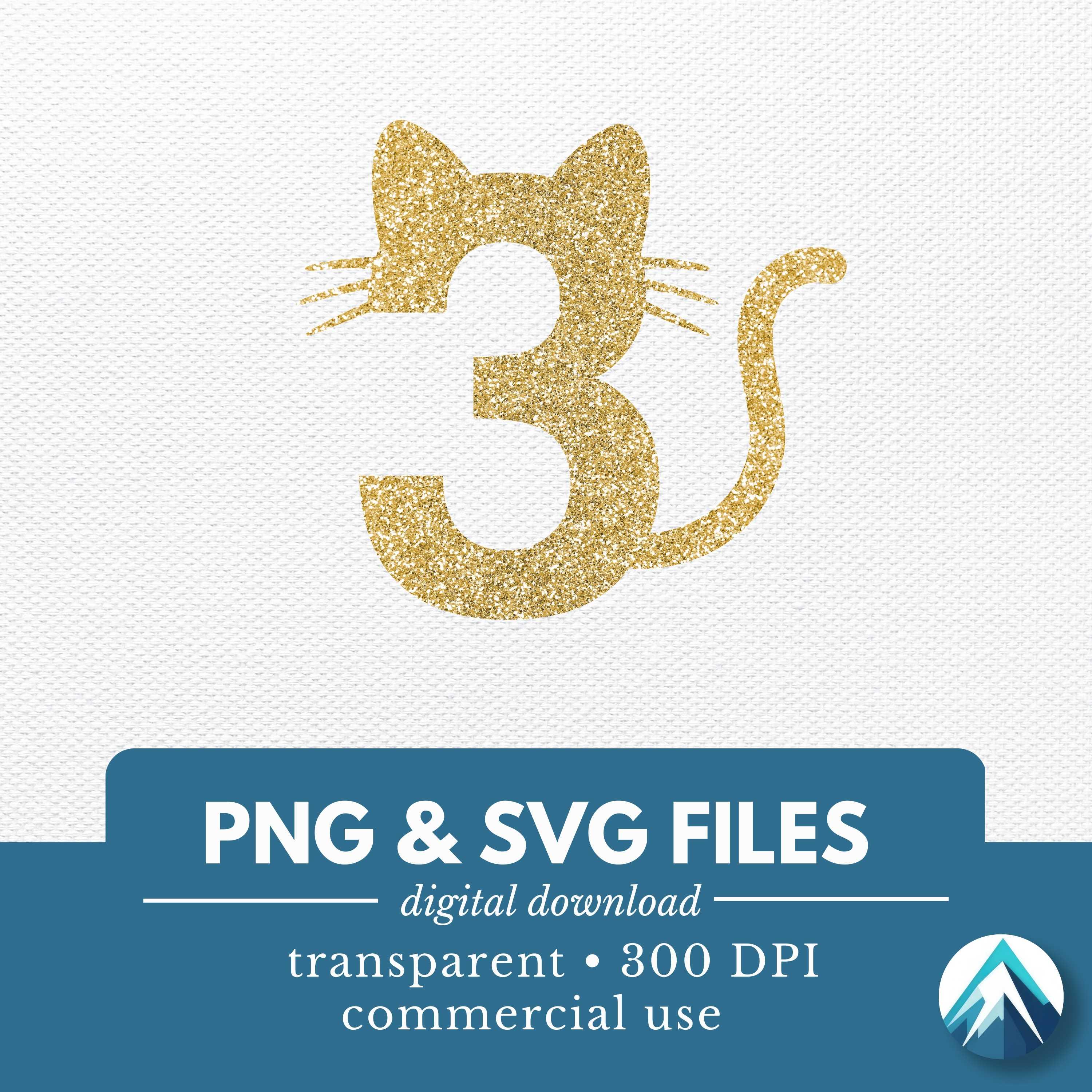 3 Cat Birthday Number, PNG and SVG File, Digital Download, Transparent ...