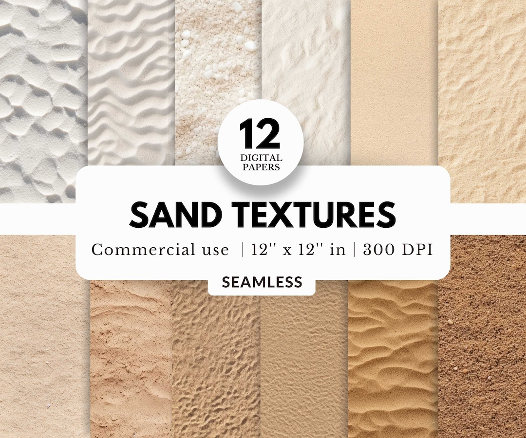 12 Sand Texture Digital Papers, Seamless Patterns, 12x12, JPG Download ...