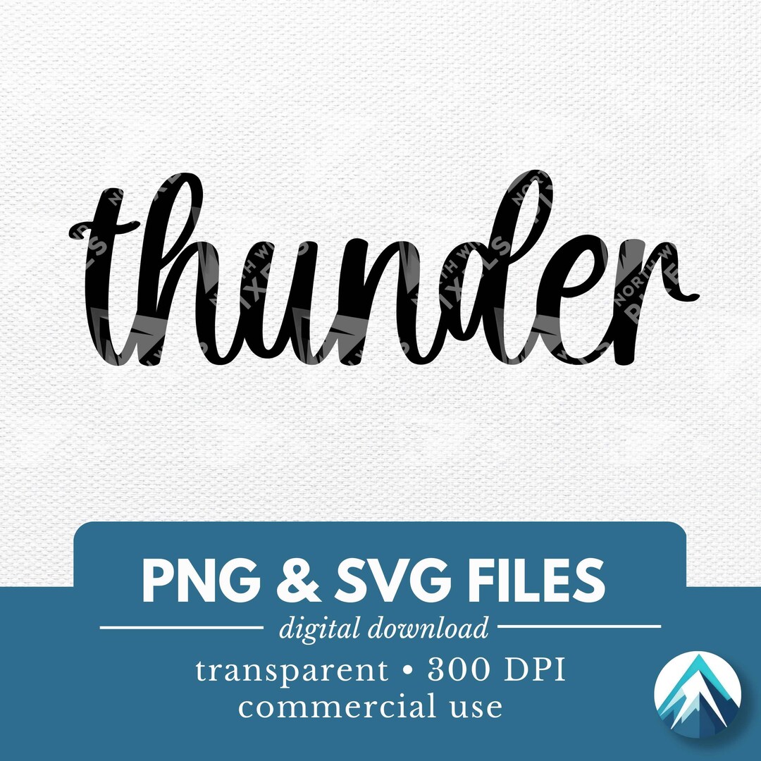 Thunder Digital Download, PNG and SVG Files, Clipart With Transparent Background, Boho Cursive ...