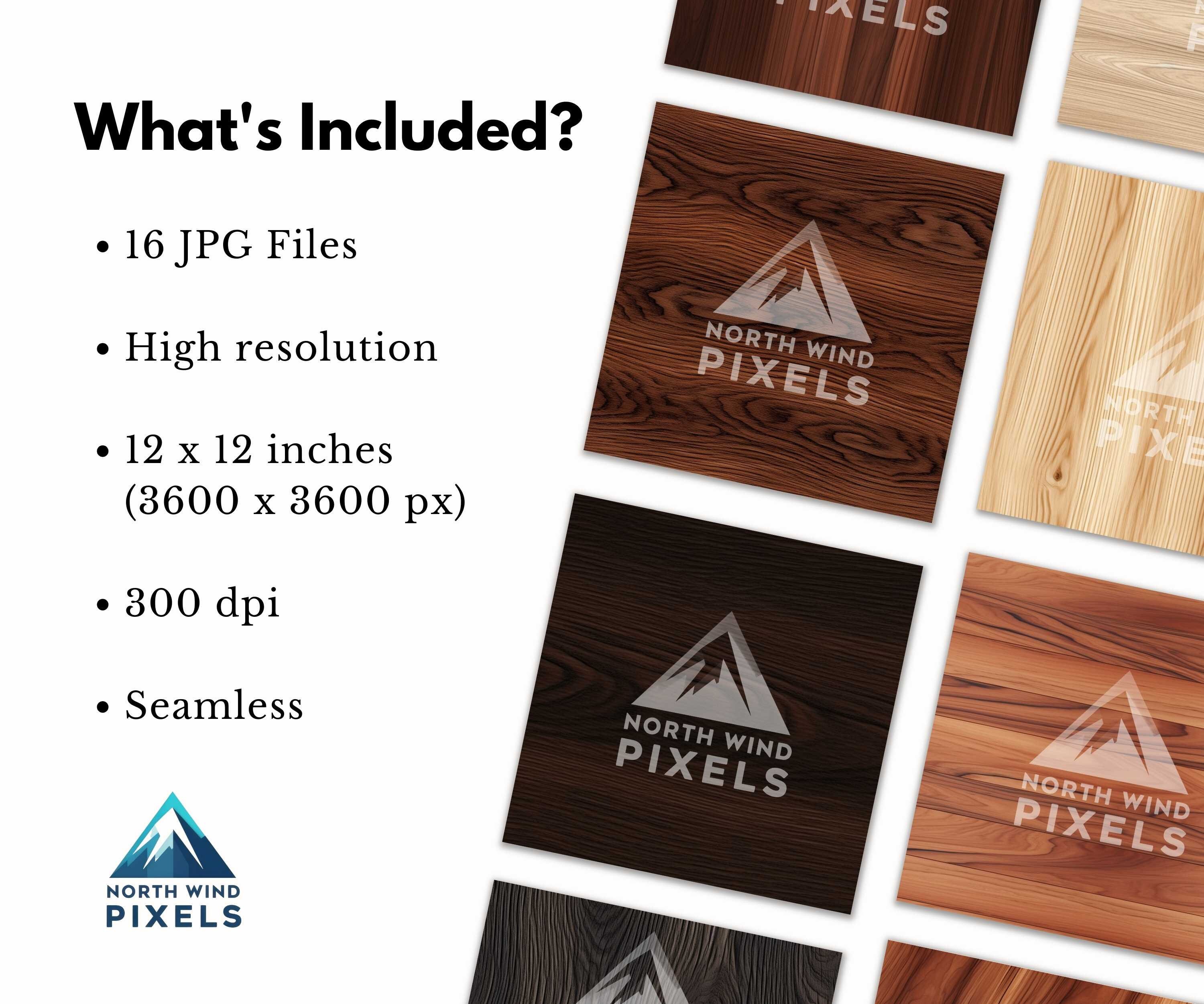 16 Wood Grain Texture Digital Papers, Seamless Patterns, 12x12, Simple ...