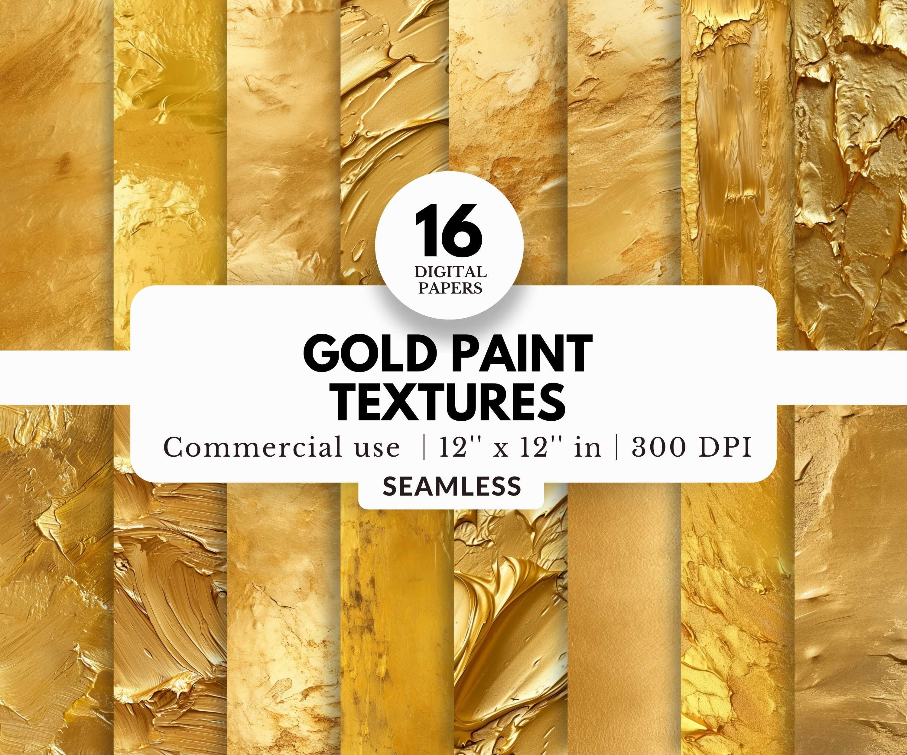 16 Gold Paint Textures Digital Papers, Seamless Patterns, 12x12, JPG ...
