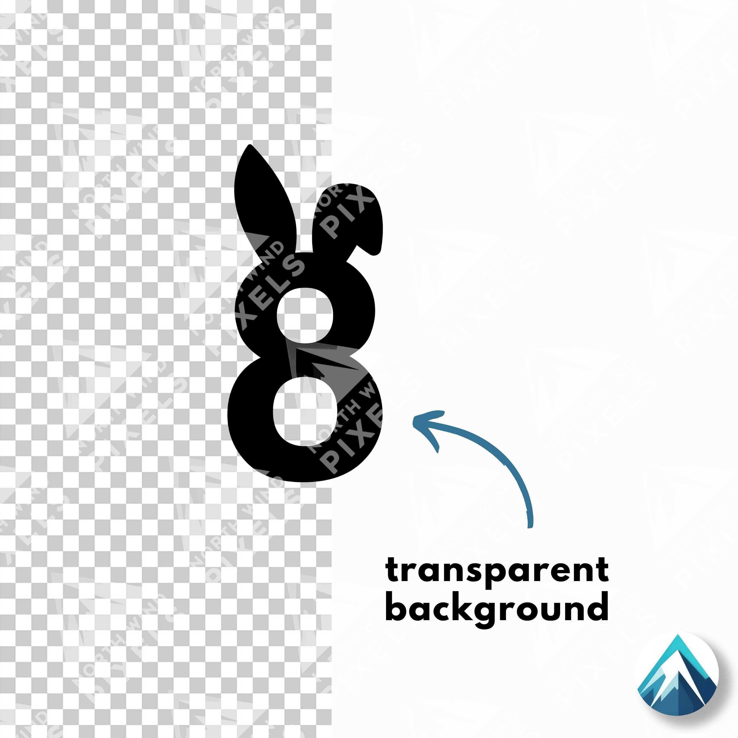 8 Birthday Number With Bunny Ears, PNG and SVG File, Digital Download ...