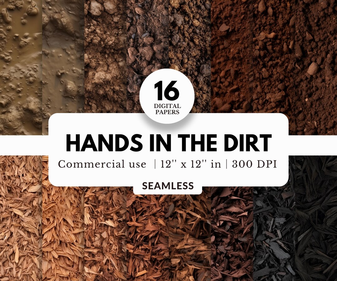 16 Hands in the Dirt Digital Papers, Seamless Patterns, 12x12, Fresh ...