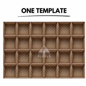 24 Empty Cardboard Box Digital Template, PNG, 6 by 4 Grid, Transparent ...