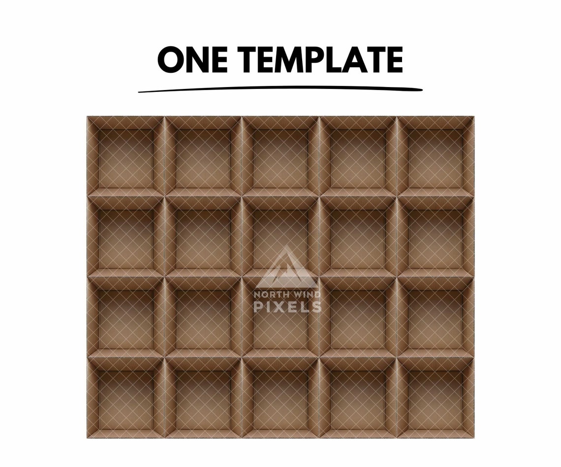 20 Empty Cardboard Box Digital Template, PNG, 5 by 4 Grid, Transparent ...