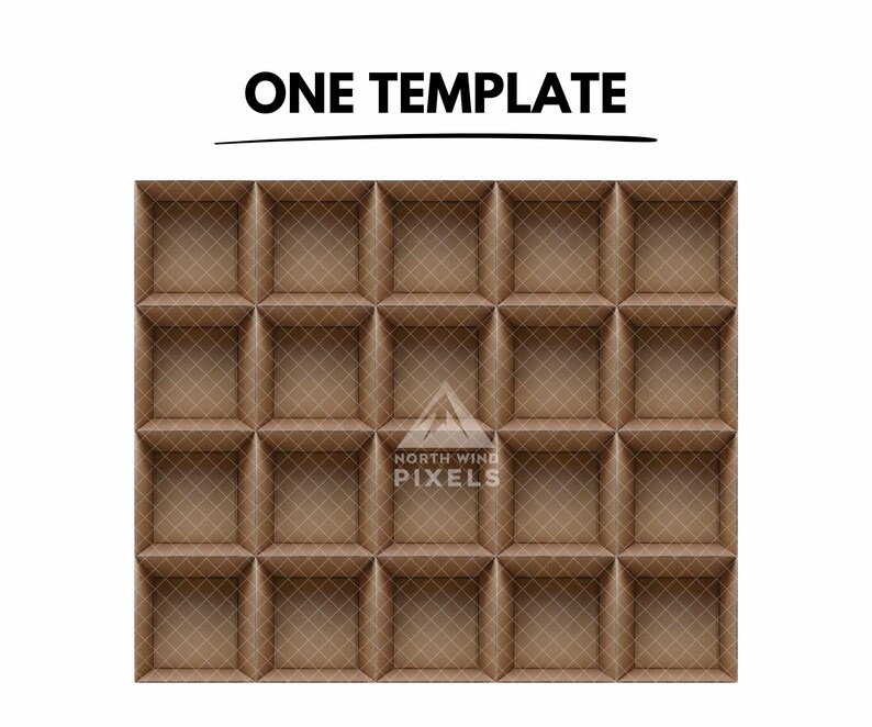 20 Empty Cardboard Box Digital Template, PNG, 5 by 4 Grid, Transparent ...
