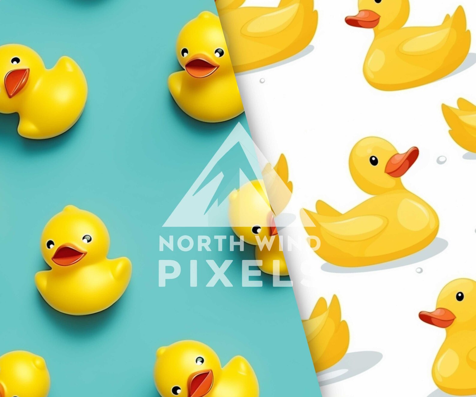 12 Cute Rubber Ducks Digital Papers, Seamless Patterns, 12x12, JPG ...