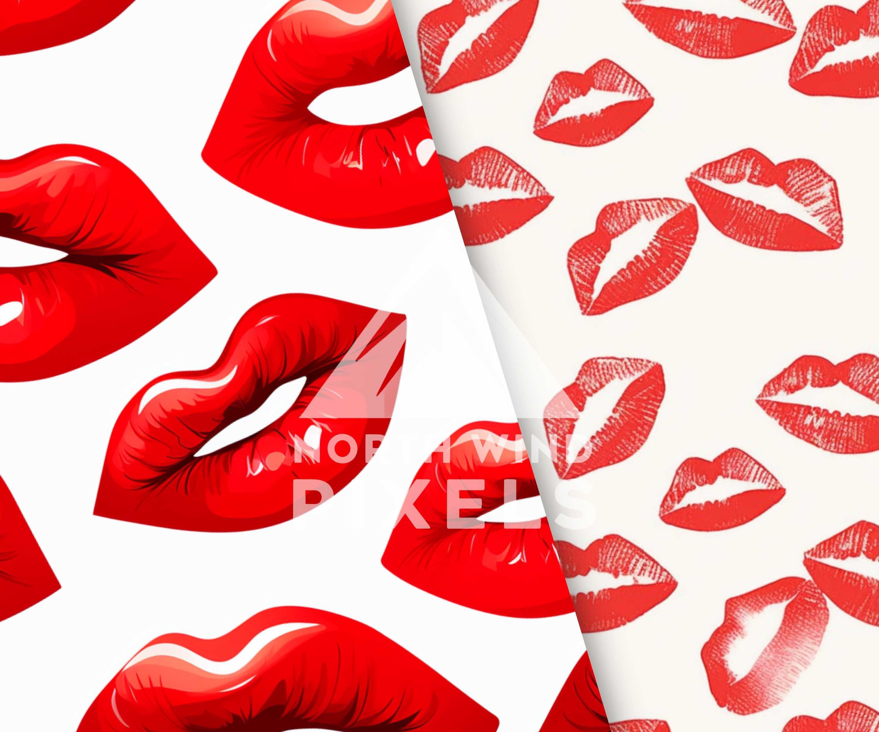 12 Kiss My Lips Digital Papers, Seamless Patterns, 12x12, Tileable ...