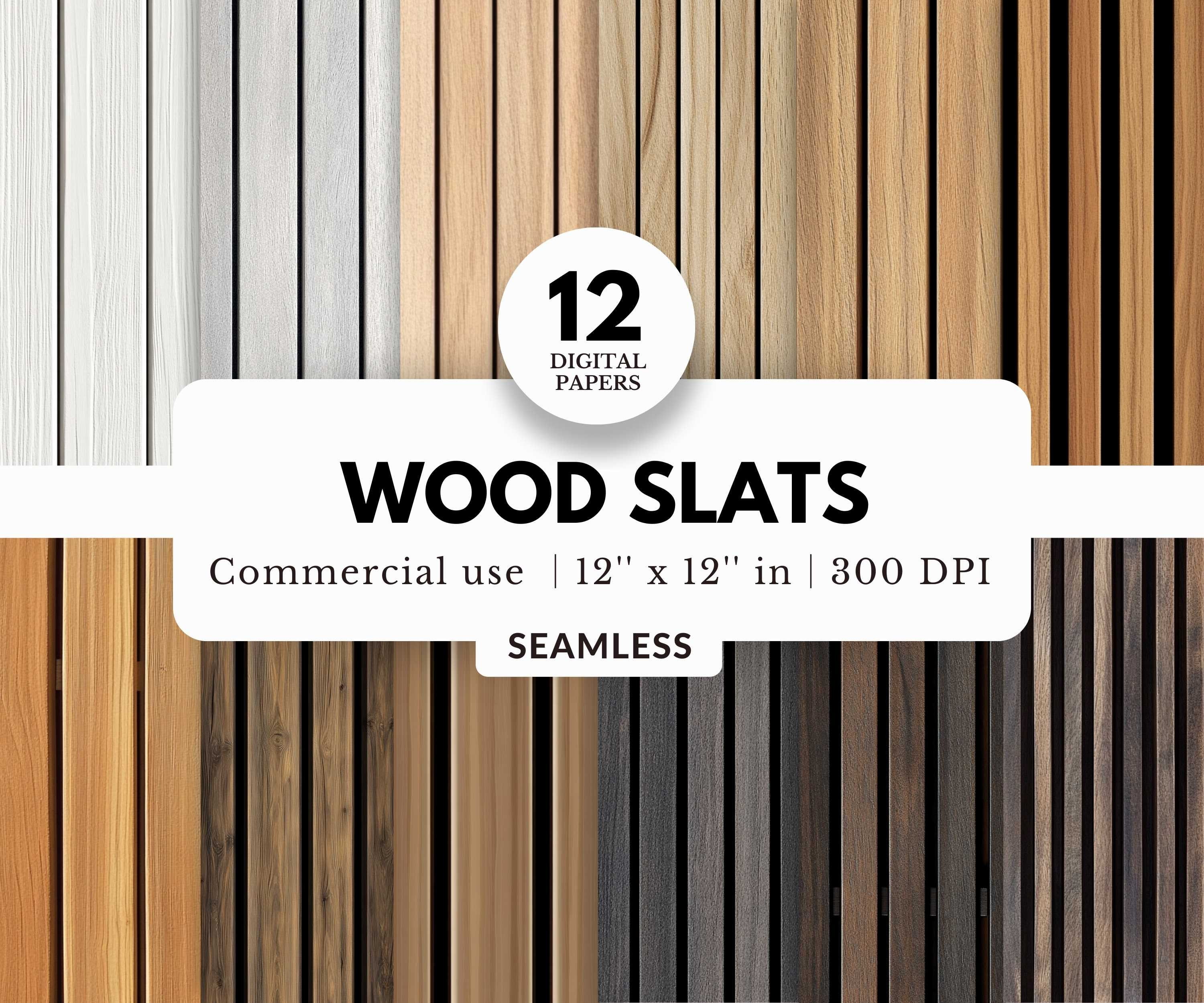 12 Wood Slats Digital Papers, Seamless Pattern, 12x12, JPG Download ...