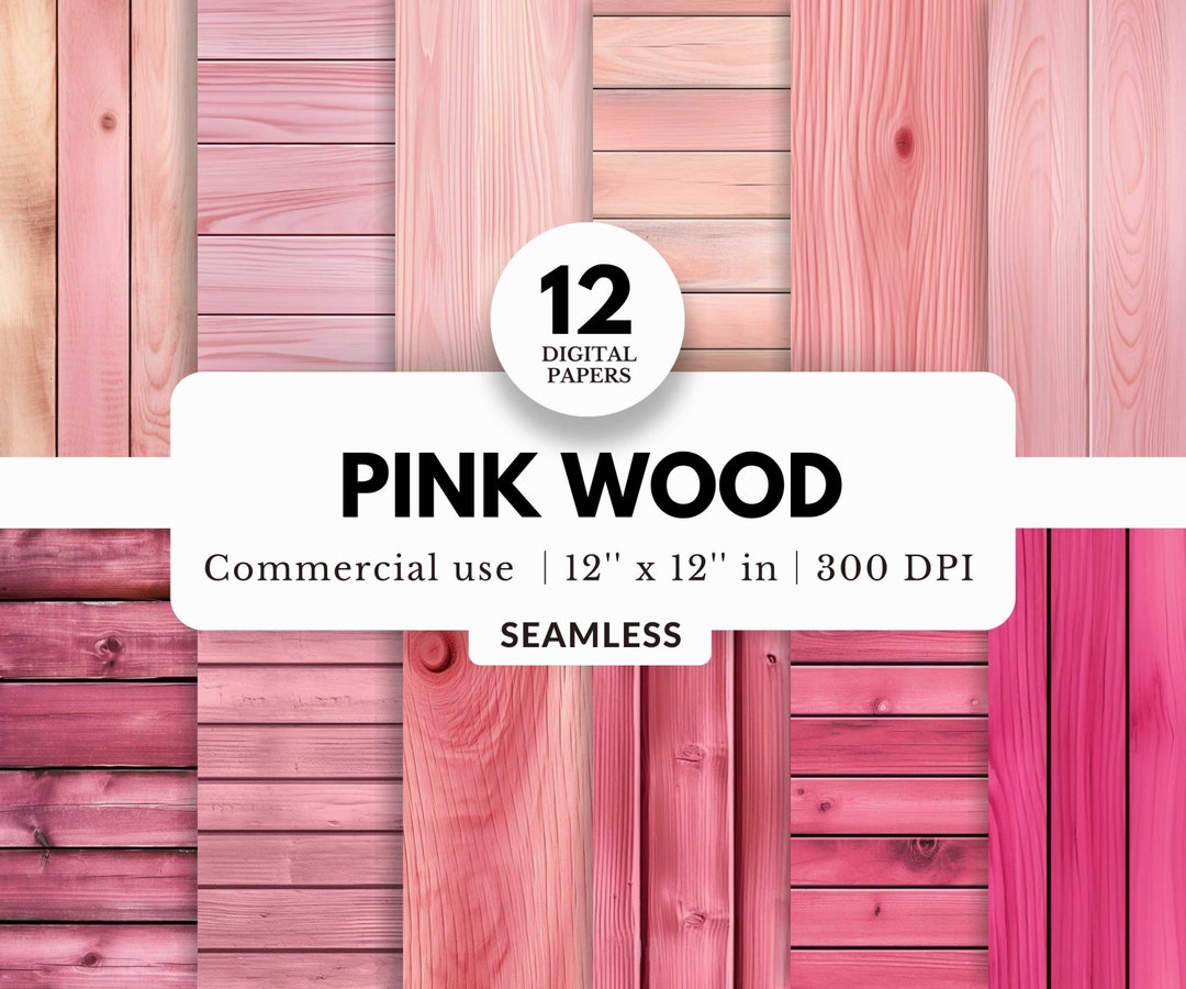 12 Pink Wood Grain Digital Papers, Seamless Textures, 12x12, Painted ...