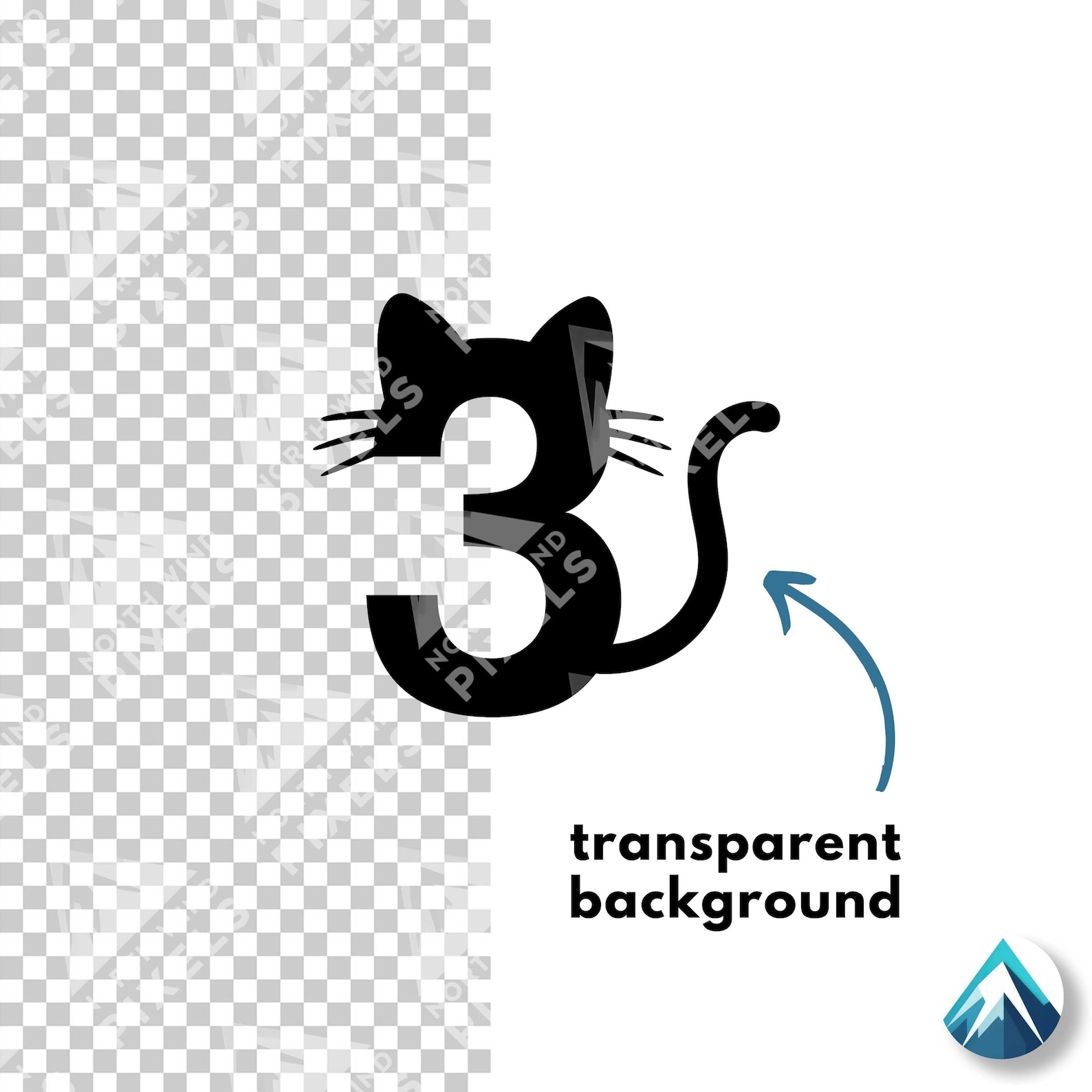 3 Cat Birthday Number, PNG and SVG File, Digital Download, Transparent ...