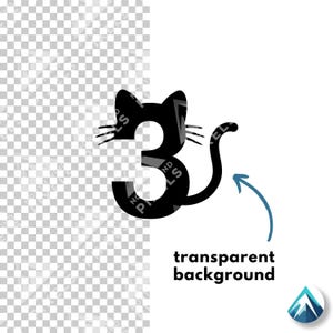 3 Cat Birthday Number, PNG and SVG File, Digital Download, Transparent ...