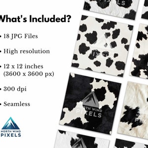 18 Black and White Cow Hide Textures, Tileable Digital Papers, 12x12 ...