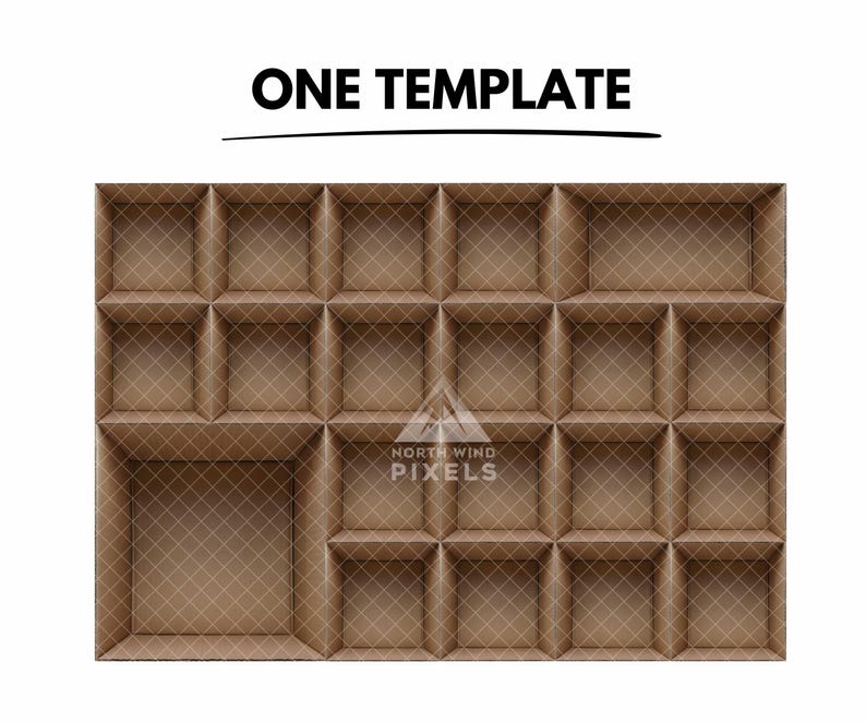 20 Empty Cardboard Box Digital Template, PNG, Grid, Transparent ...