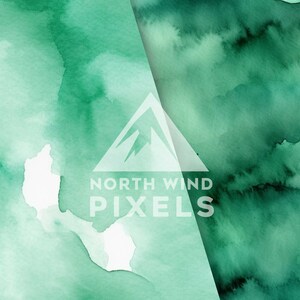 12 Emerald Green Watercolor Digital Paper Bundle, Seamless Patterns ...