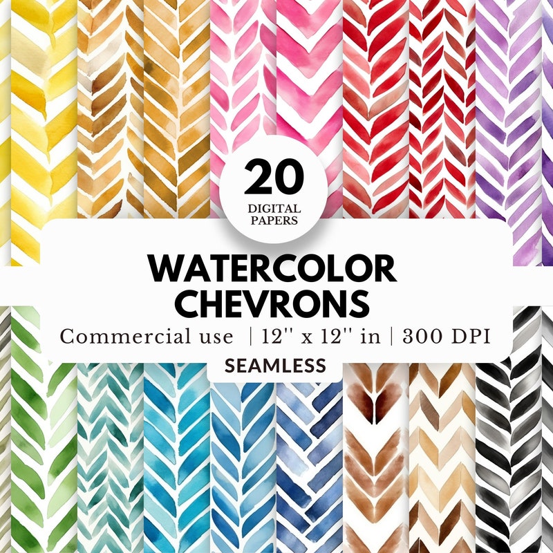 Watercolor Chevron - Etsy