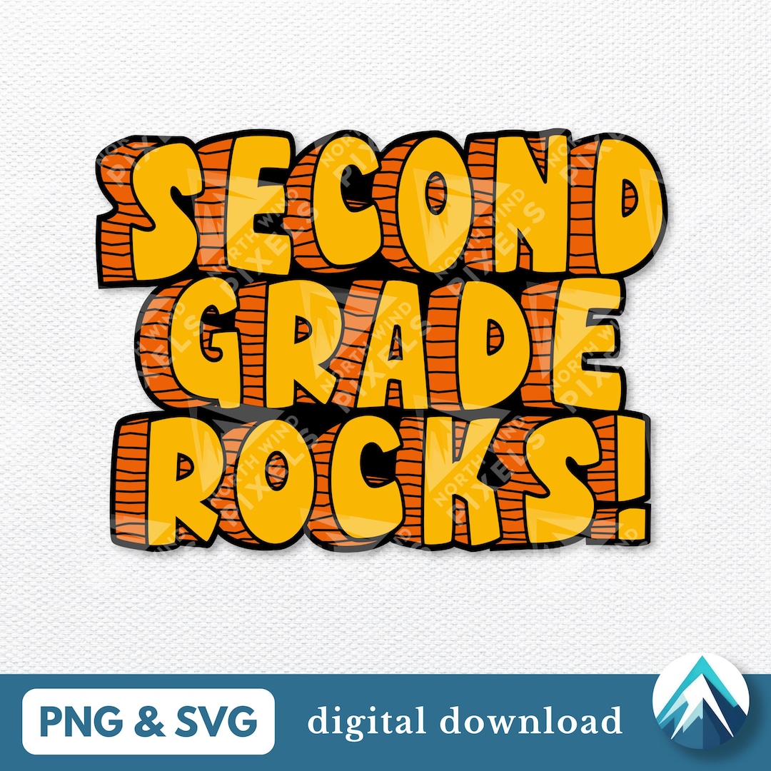 Second Grade Rocks Digital Download, PNG and SVG Files, Stone Age Font ...