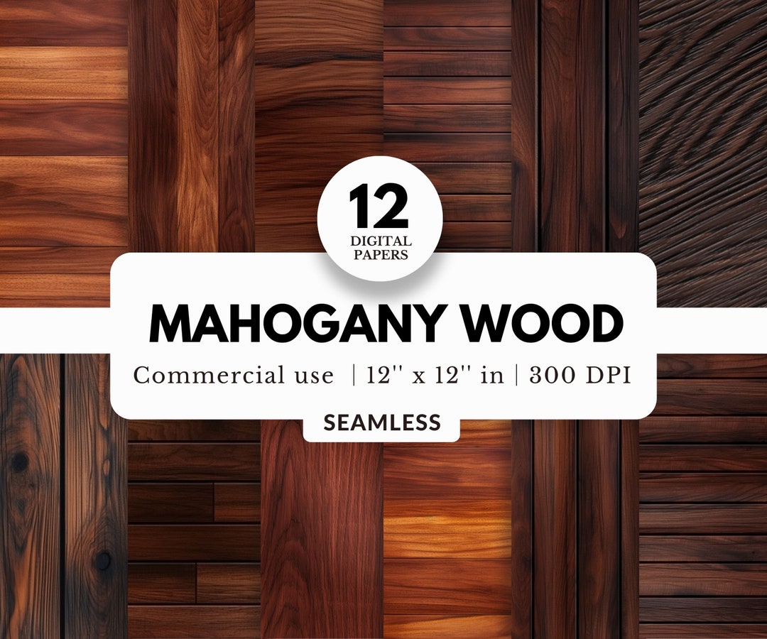 12 Mahogany Wood Digital Paper Pack, Seamless Pattern, 12x12, JPG ...