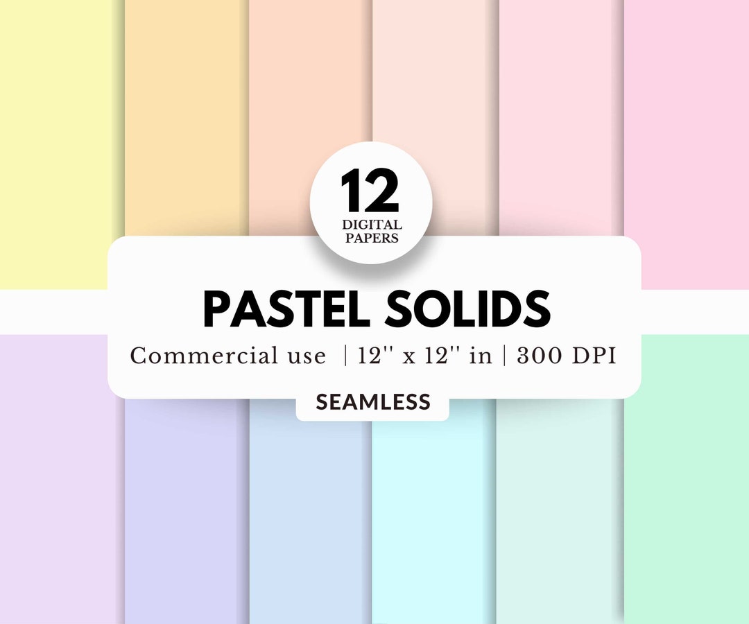 12 Pastel Solids Digital Paper Bundle, Repeating Pattern, JPG Download ...