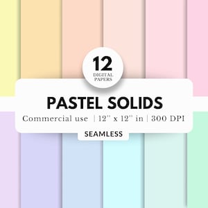 12 Pastel Solids Digital Paper Bundle, Repeating Pattern, JPG Download ...