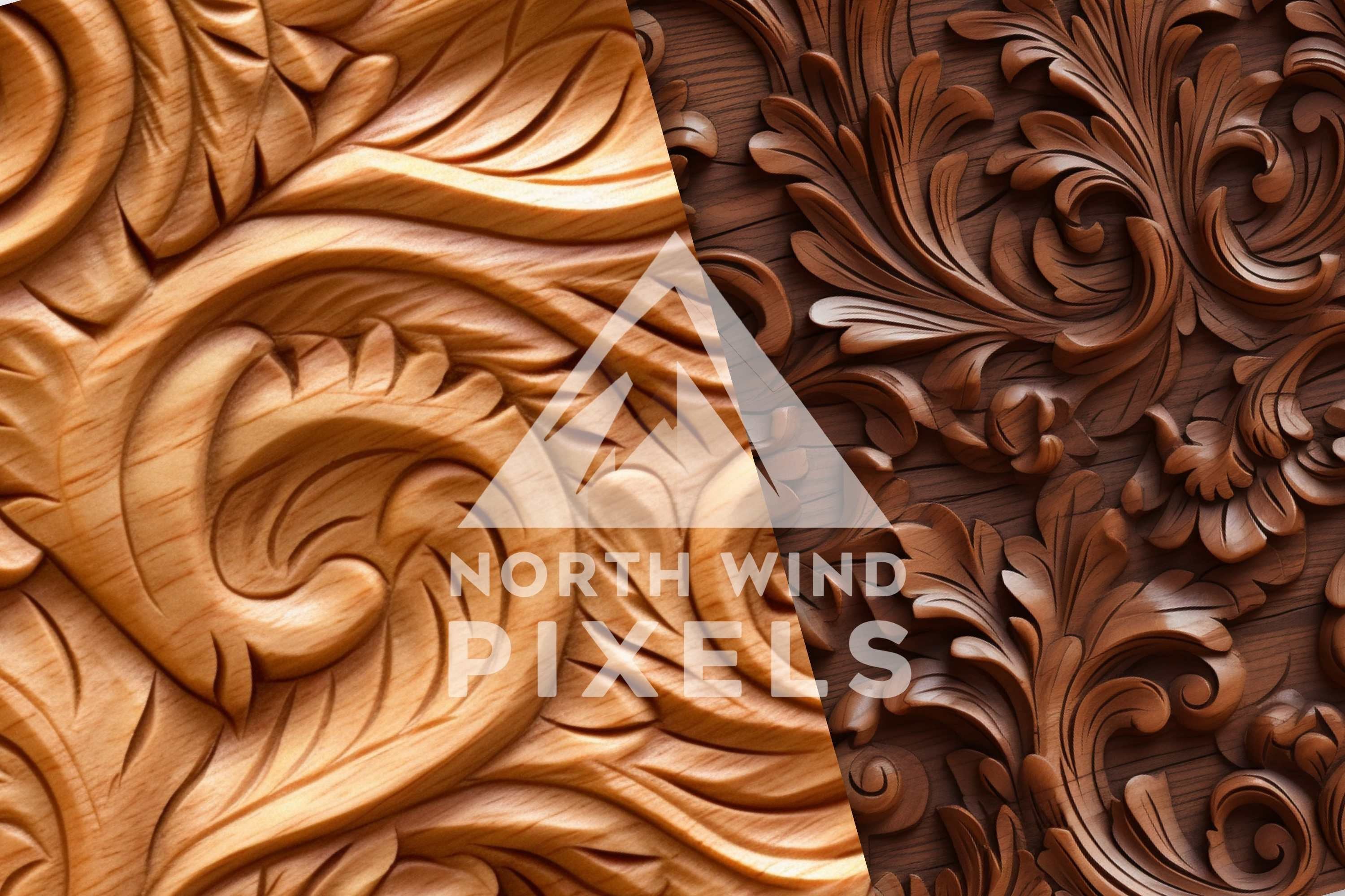 14 Carved Wood Digital Papers, Seamless Wood Texture, 12x12, Commercial ...