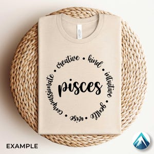 Pisces Traits Digital Download, PNG and SVG Files, Round Circle Shape ...