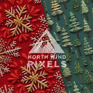 12 Christmas Embroidery Digital Papers, Seamless Pattern, 12x12, JPG ...