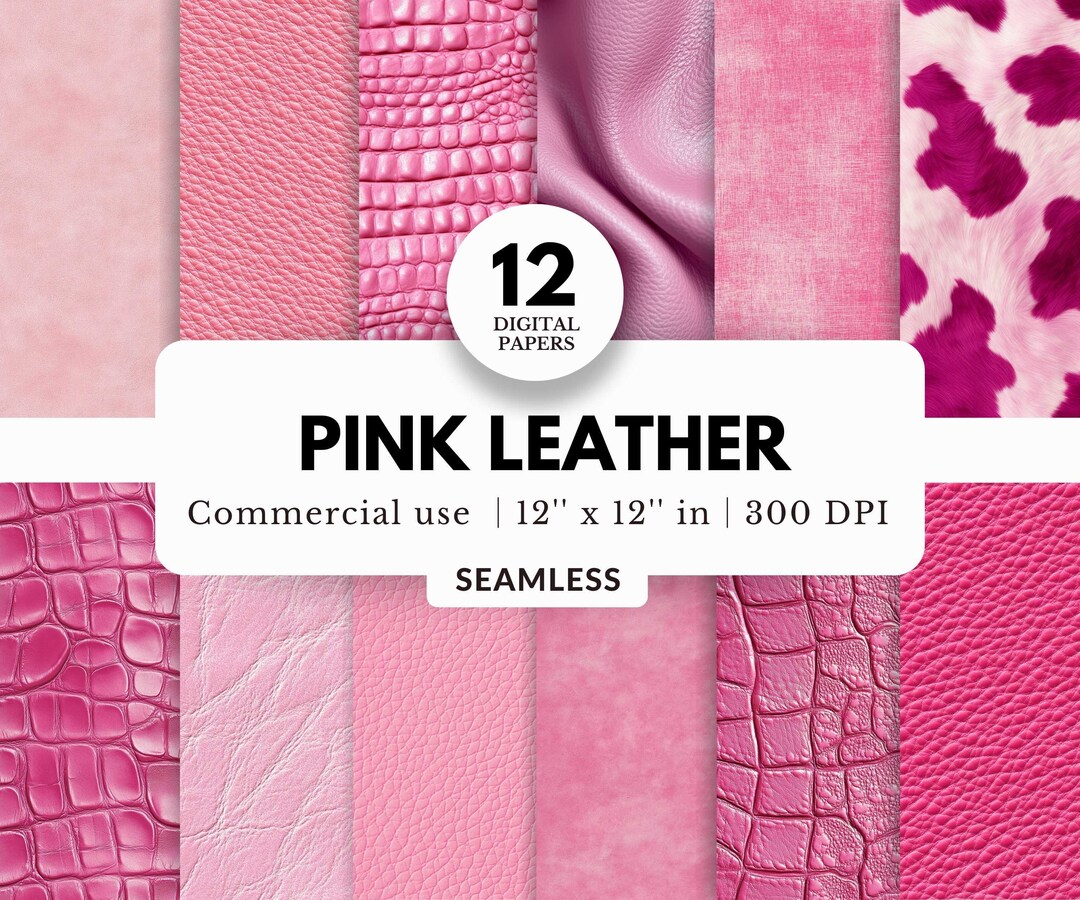 12 Pink Leather Digital Papers Bundle, Seamless Realistic Textures ...