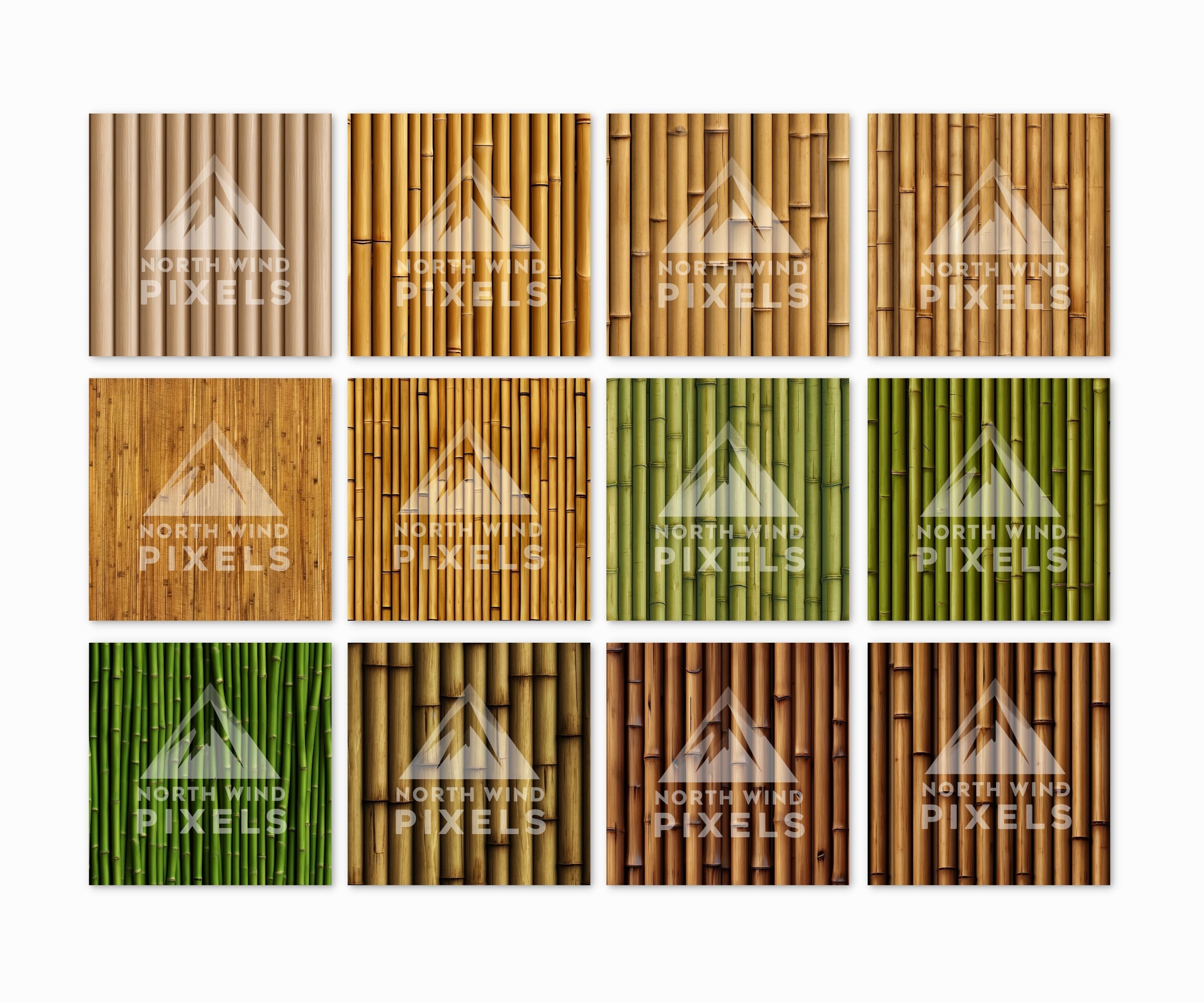 12 Bamboo Texture Digital Papers, Seamless Patterns, 12x12, JPG Files ...