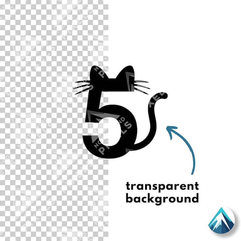 5 Cat Birthday Number, PNG and SVG File, Digital Download, Transparent ...