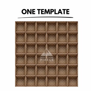36 Empty Cardboard Box Digital Template, PNG, 6 by 6 Grid, Transparent ...