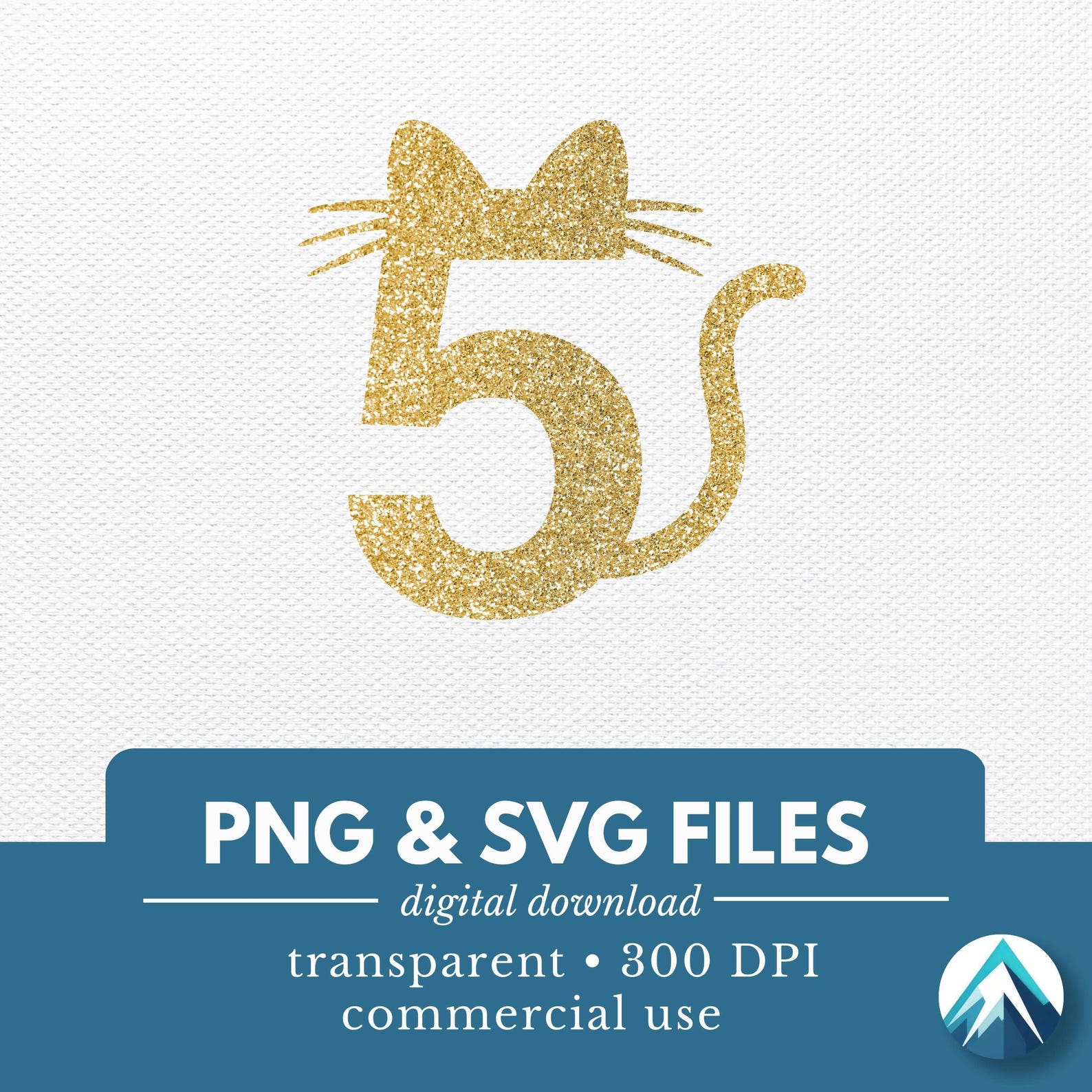 5 Cat Birthday Number, PNG and SVG File, Digital Download, Transparent ...