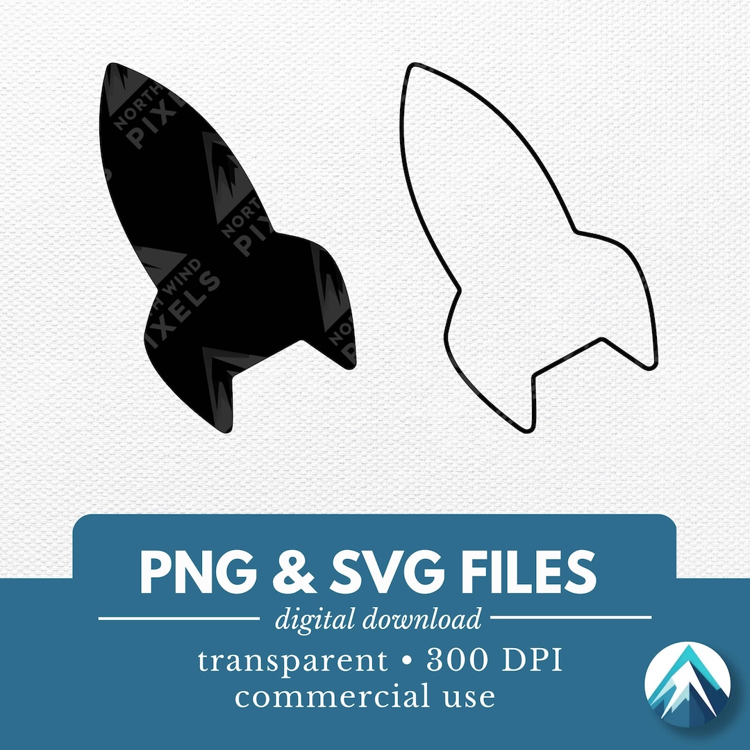 Rocket Ship Clipart, Digital Download, PNG and SVG Files, Transparent ...