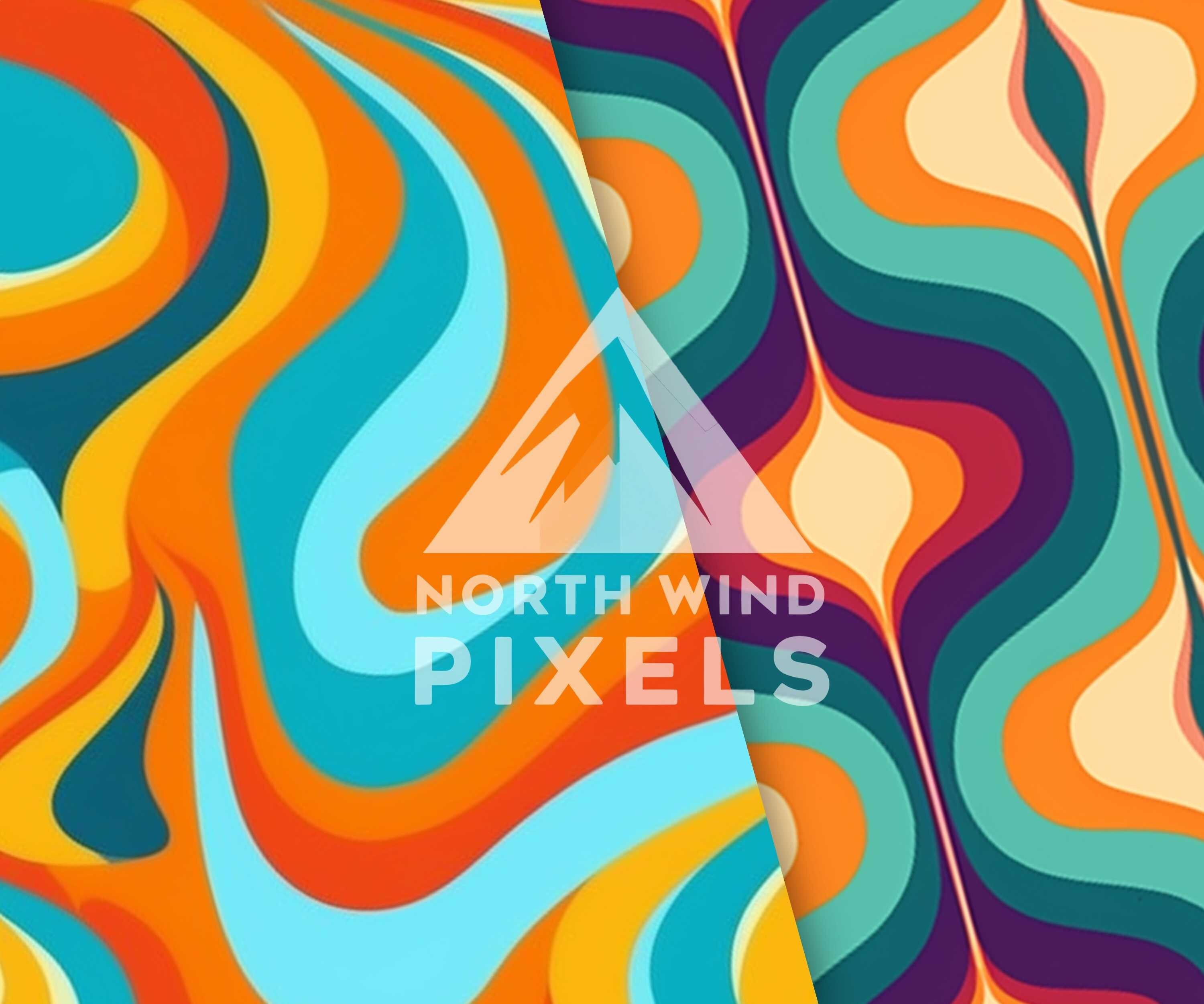 12 Groovy Vibes Digital Papers, Seamless Patterns, 12x12, JPG Download ...