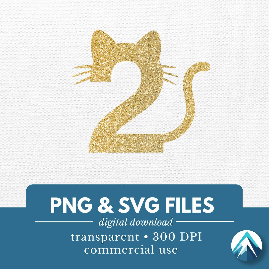 2 Cat Birthday Number, PNG and SVG File, Digital Download, Transparent ...