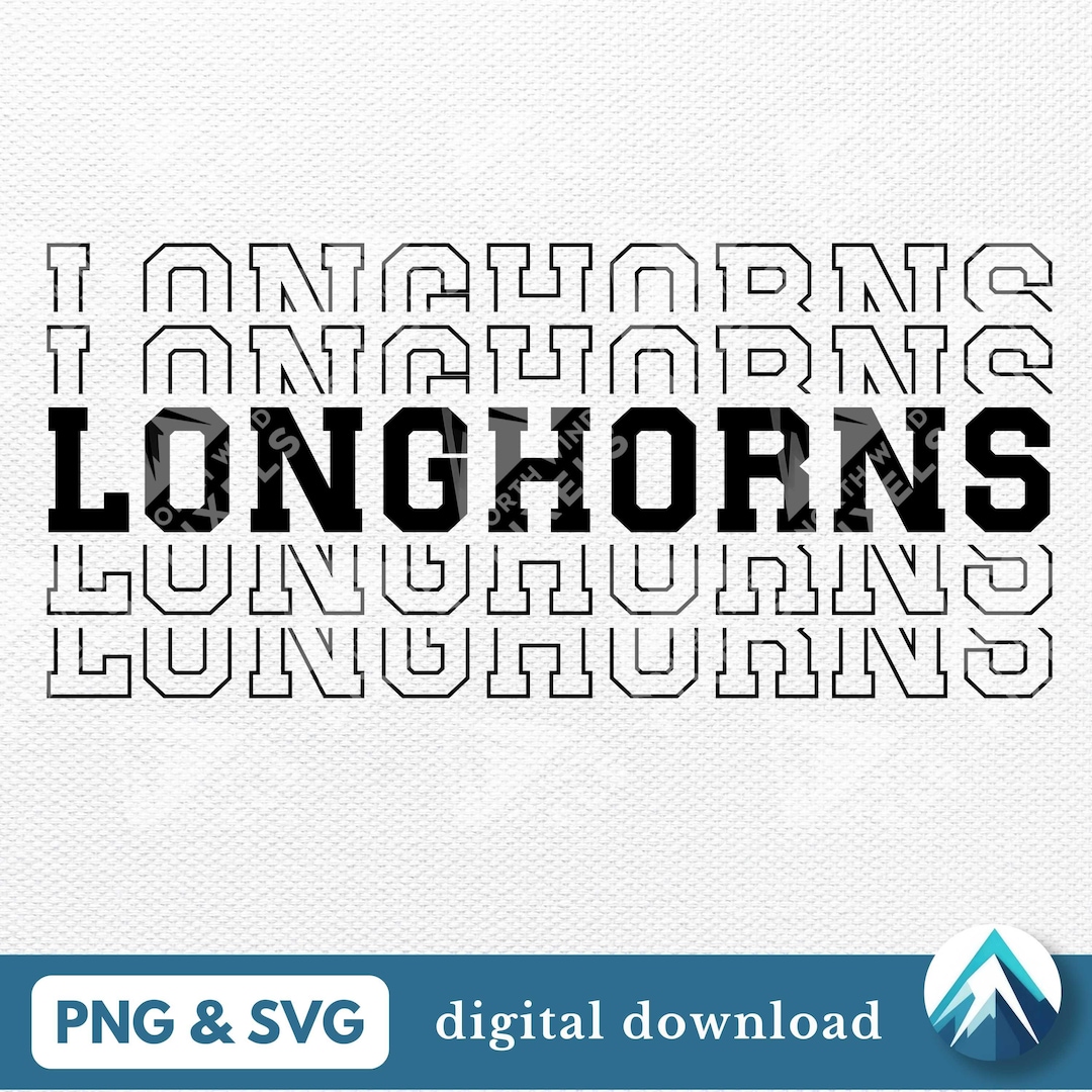 Longhorns Digital Download, PNG and SVG Files, Transparent Background ...
