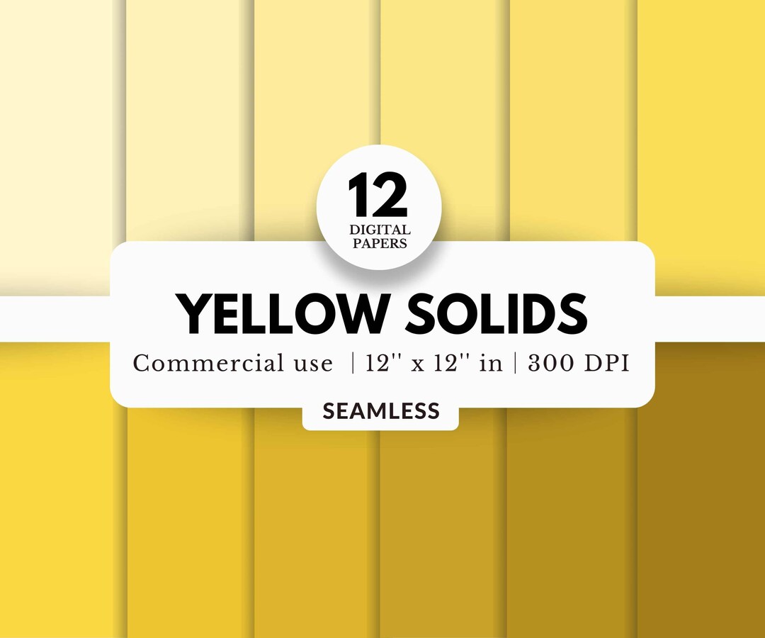 12 Yellow Solids Digital Papers Bundle, Seamless, 12x12, Solid Color ...