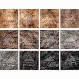 12 Cave Wall Digital Papers, Seamless Textures, 12x12, JPG Files, Dark ...
