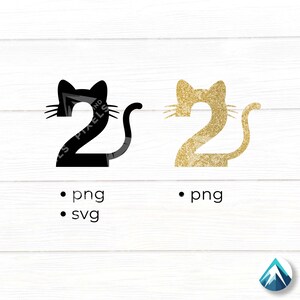 2 Cat Birthday Number, PNG and SVG File, Digital Download, Transparent ...