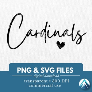 Cardinals Digital Download, PNG and SVG Files, Small Heart, Transparent ...
