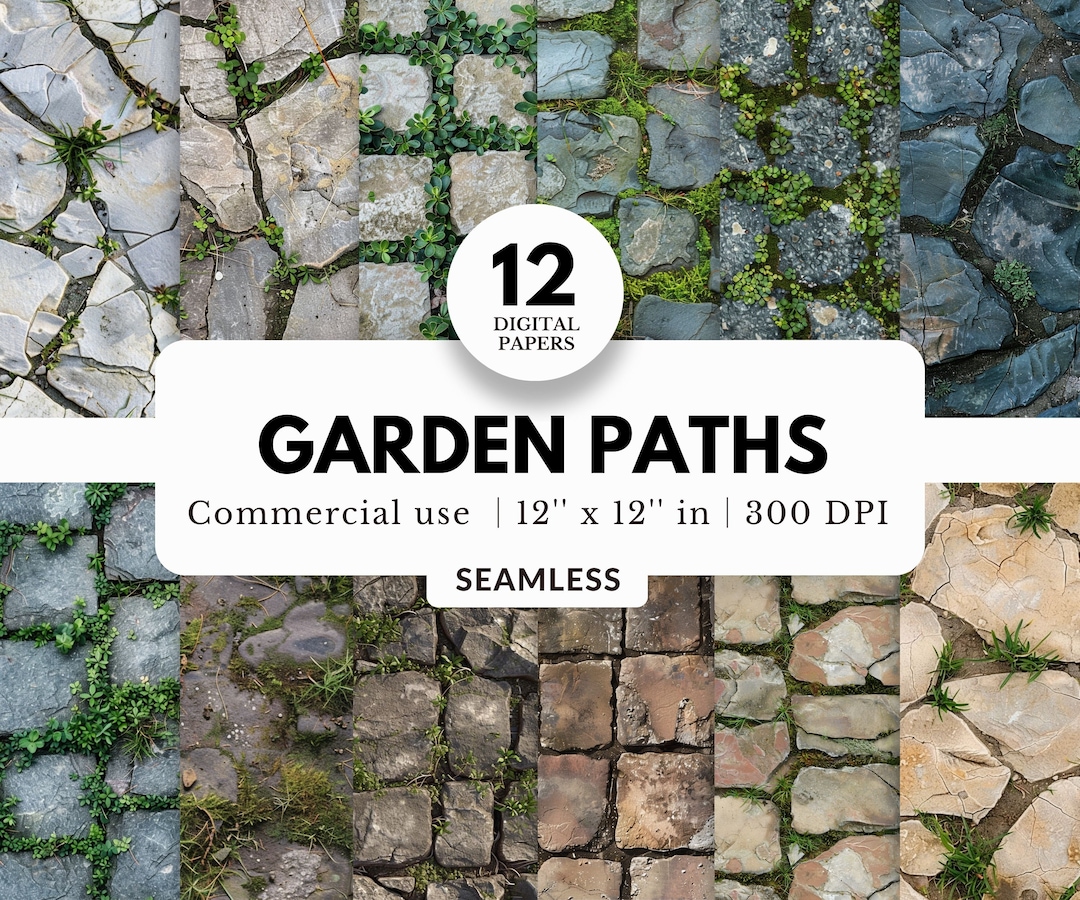 12 Garden Paths Digital Papers, Seamless Textures, 12x12, JPG Files ...