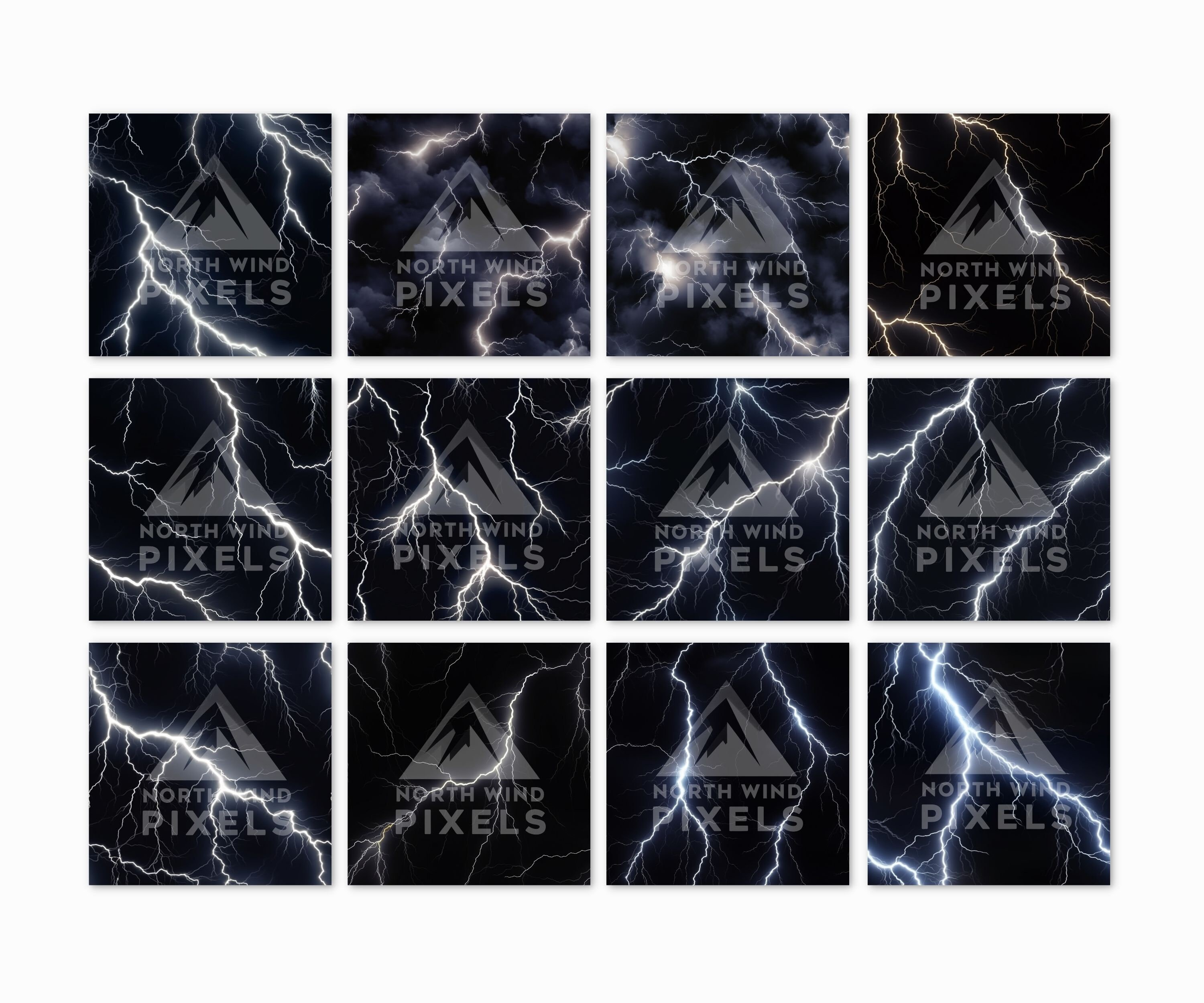 12 White Lightning Digital Papers, Seamless Pattern, 12x12, JPG ...