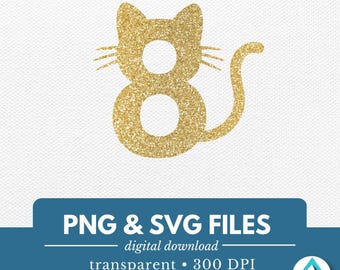 9 Cat Birthday Number, PNG and SVG File, Digital Download, Transparent ...