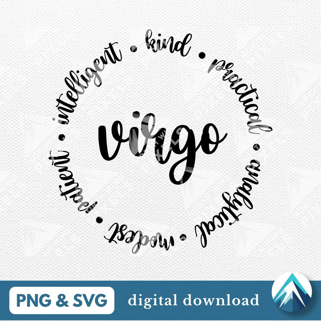 Virgo Traits Digital Download, PNG and SVG Files, Round Circle Shape ...