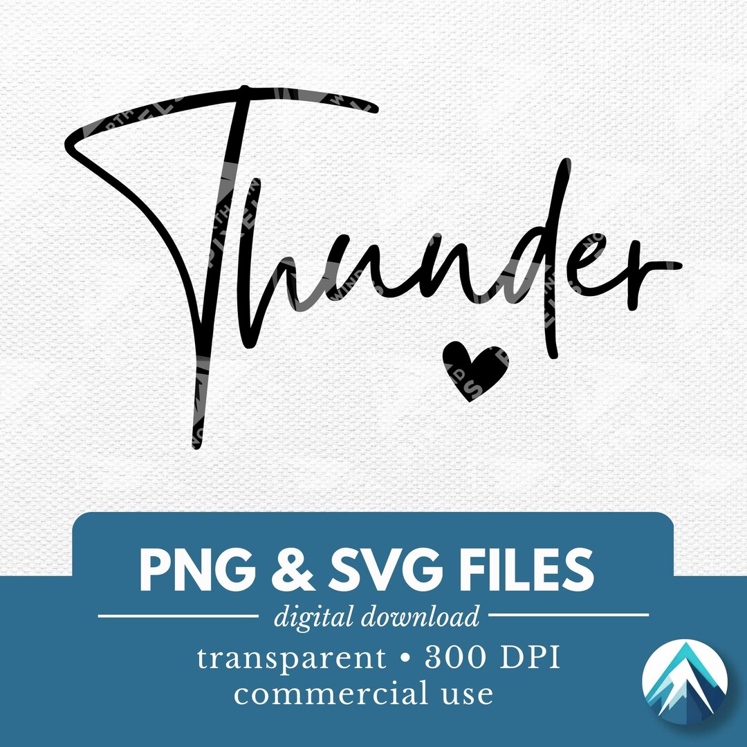 Thunder Digital Download, PNG and SVG Files, Small Heart, Clip Art With ...