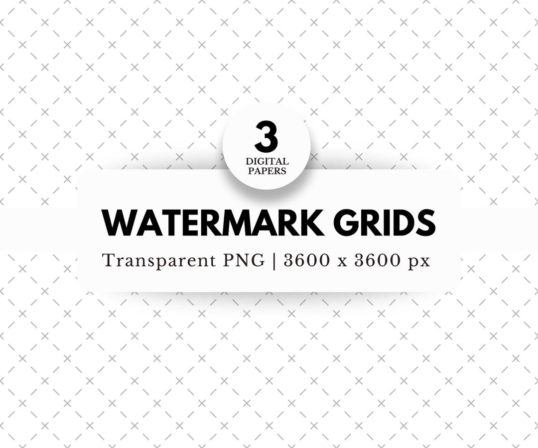 3 Dashed Watermark Grids With Transparent Background, PNG File, Digital ...