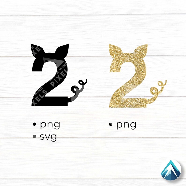 2 Pig Birthday Number, PNG and SVG Files, Digital Download, Cute Little ...