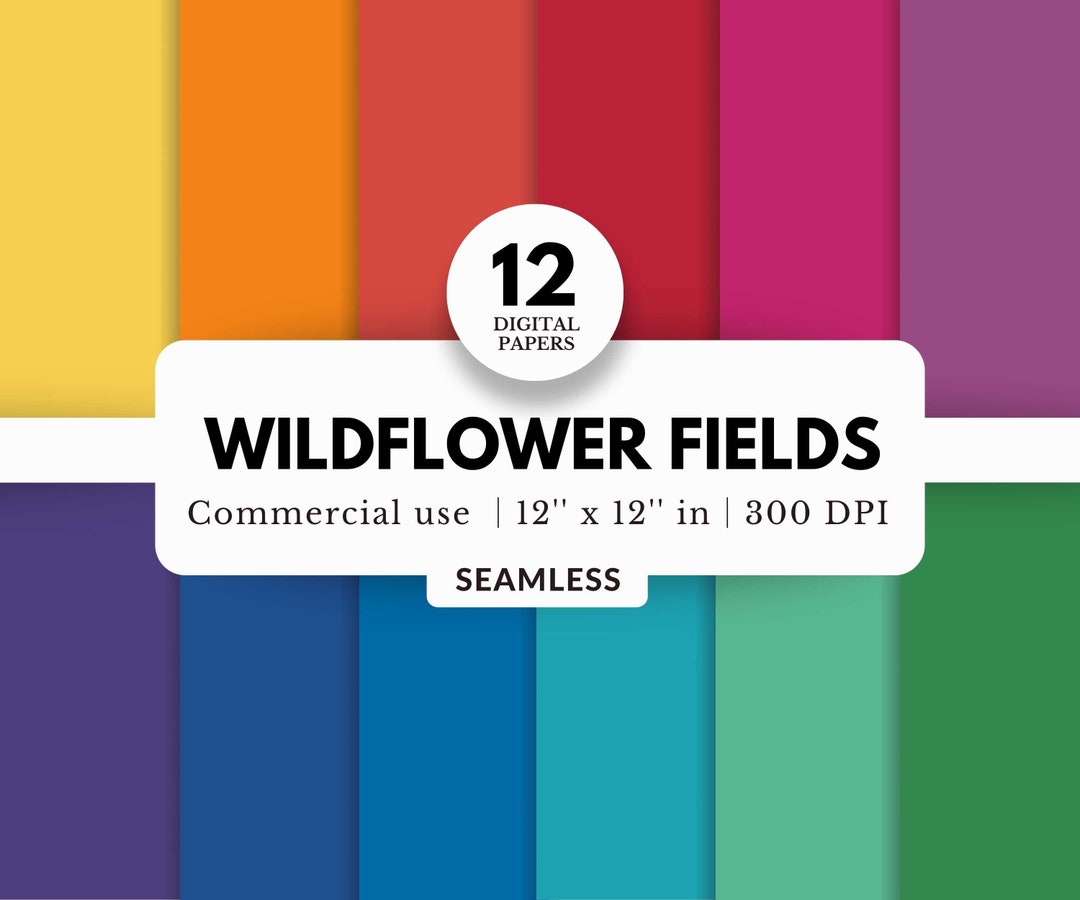 12 Wildflower Fields Digital Papers, Tileable, 12x12 JPG Download ...