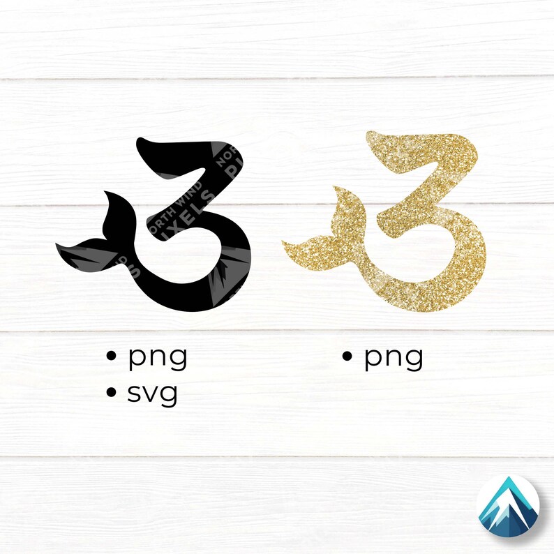 3 Mermaid Tail Birthday Number, PNG and SVG File, Digital Download ...