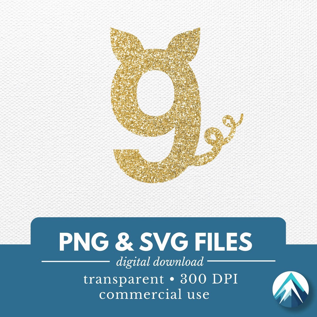 9 Pig Birthday Number, PNG and SVG Files, Digital Download, Cute Little ...